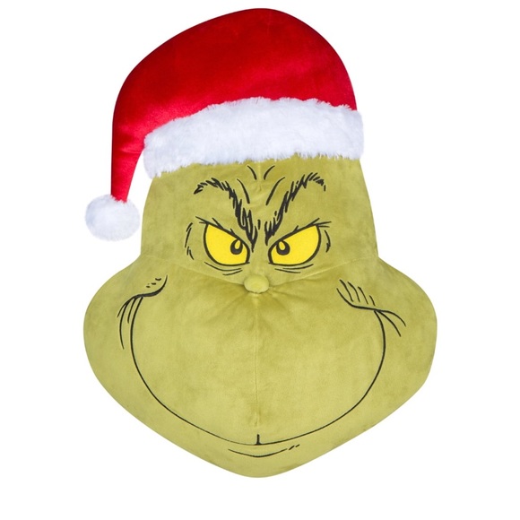 Dr. Seuss | Holiday | The Grinch Christmas Santa Hat Plush Head Greeter ...